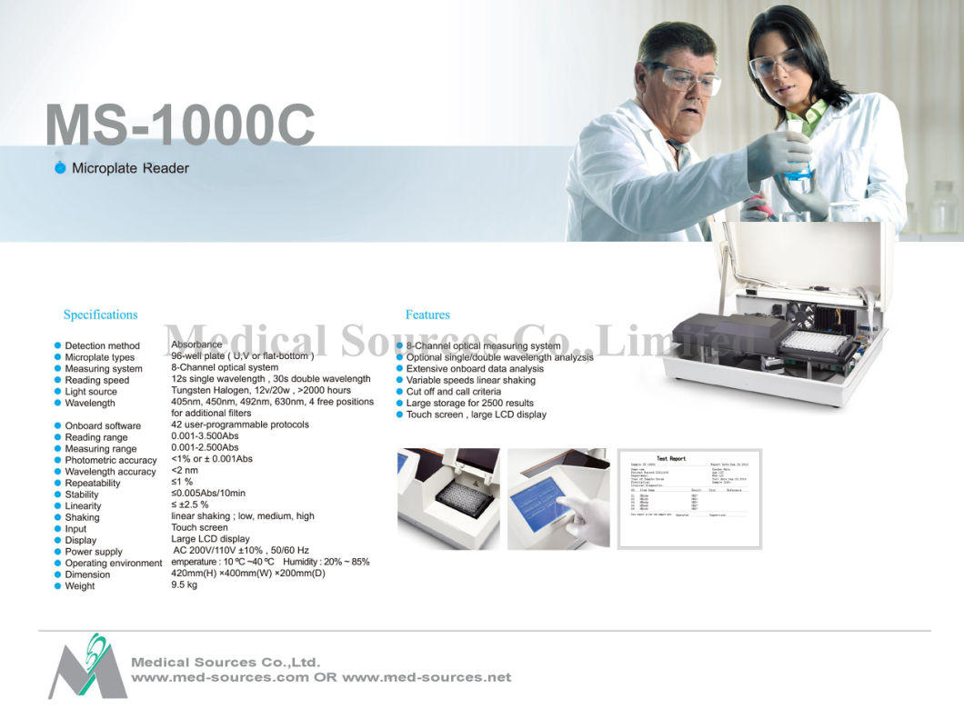 (MS-1000C) Lab Equipment Semi Automatic Elisa Analyzer Microplate ...